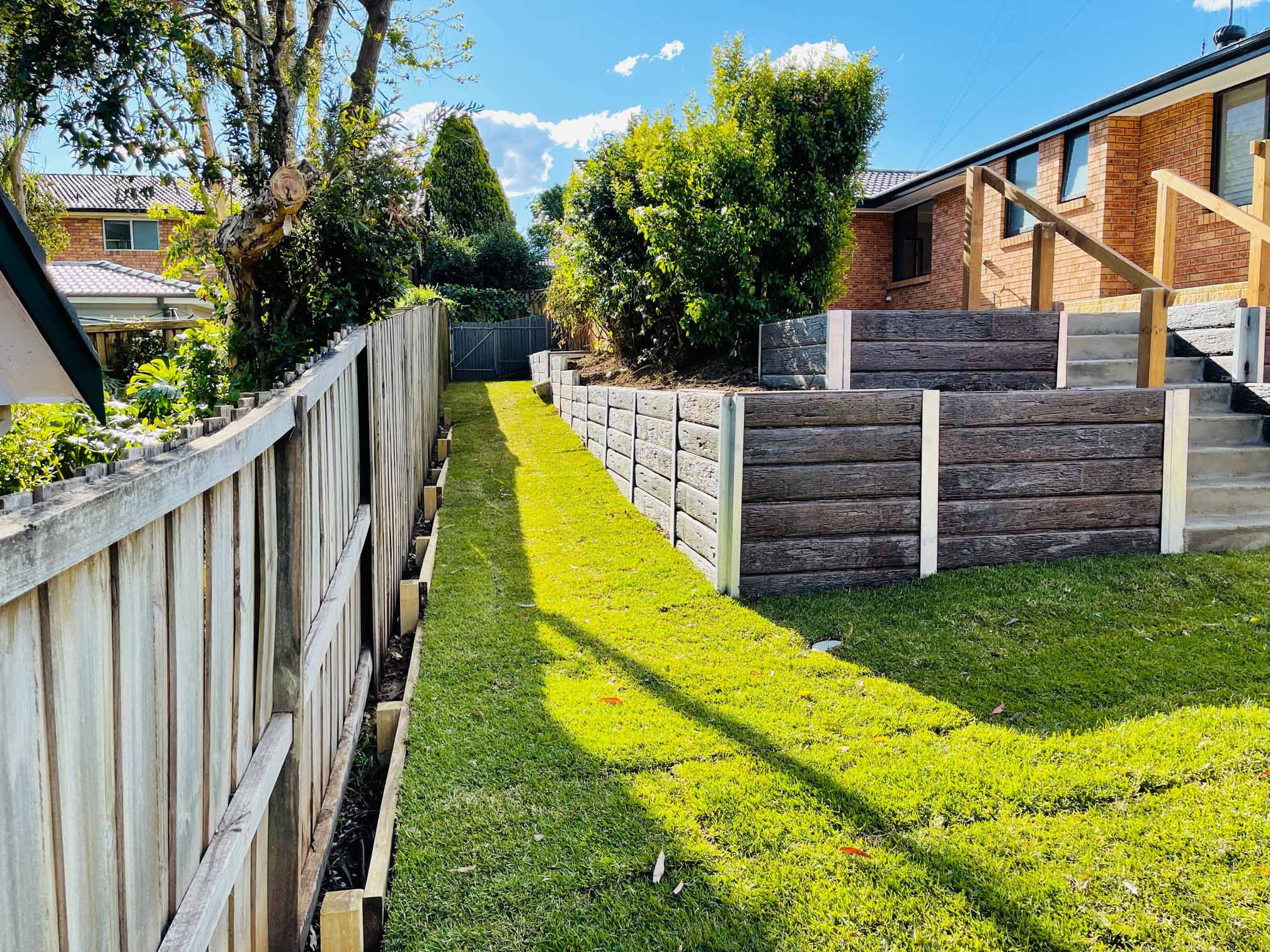 Castle Hill - Concrete Sleeper Retaining Wall - Concept Landscaping